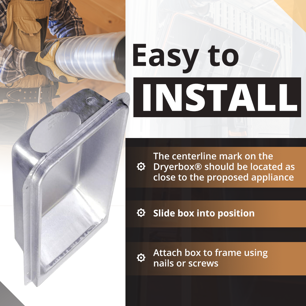 The Dryerbox® 425 Recessed Dryer Vent Box - Upward Venting for 2x6 wal ...